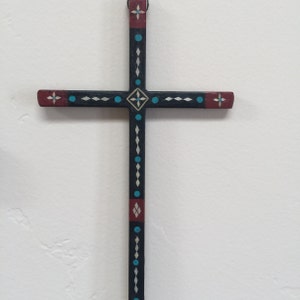 New Mexico Straw Appliqué, Hand Made Wall Cross, Natural and Red Straw ...