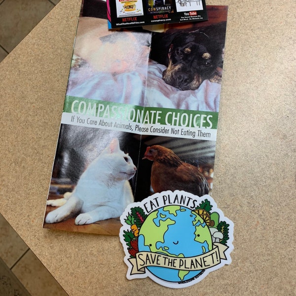 Earth Day Vegan Activism Sticker-"eat Plants"- Herbivore Sticker, Plant ...