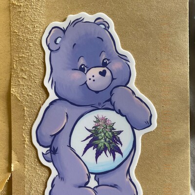 Kush Bear Vinyl Weed Sticker Marijuana, Cannabis Art Decal, Stoner Gift ...