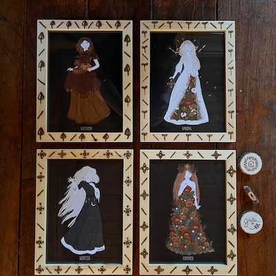 Seasons Art Package Winter Spring Summer Autumn / Fall Femme Folk Art ...