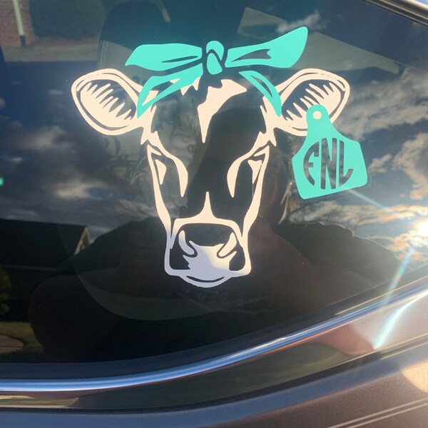 Bandana Cow Car Decal Car Sticker Heifer Car Accessories Ear Tag ...