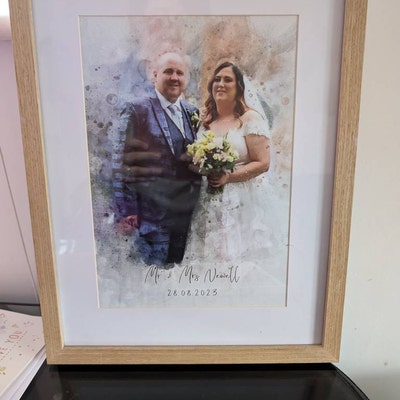 Wedding Welcome Sign Watercolour, Wedding Decor From Couple Portrait ...