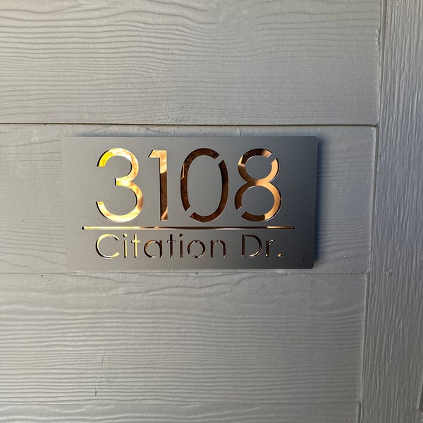 K Smart Sign | Laser Cut Matt Black & Copper Mirror Personalised Door ...