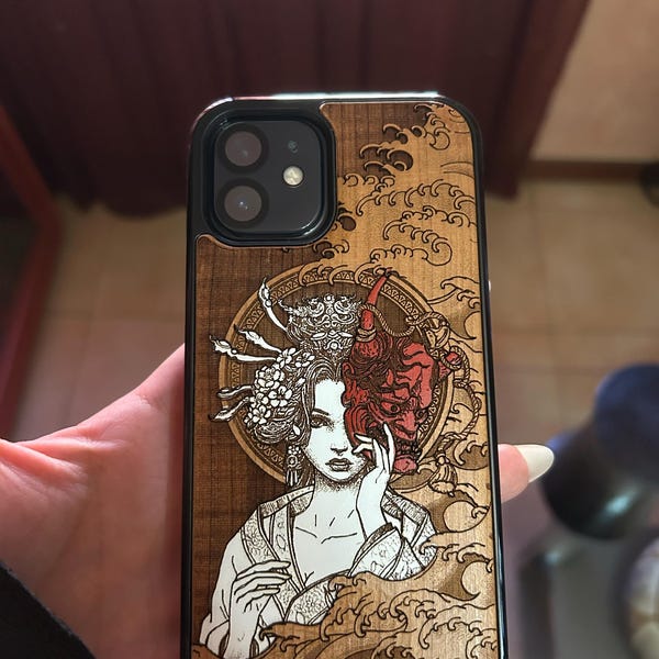 Santa Muerte - Phone Case Wood Laser Engraved + Hand Painting for ...