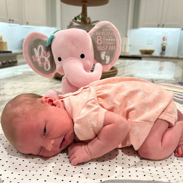 Birth Announcement Elephant - Keepsake Elephant - Baby Keepsake - Birth ...