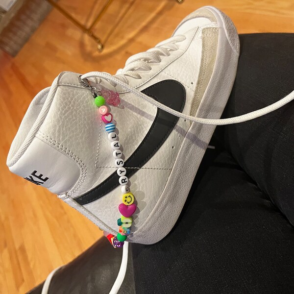 Original Custom Name Shoe Charm | Beaded Shoe Chain | Rainbow Beaded ...