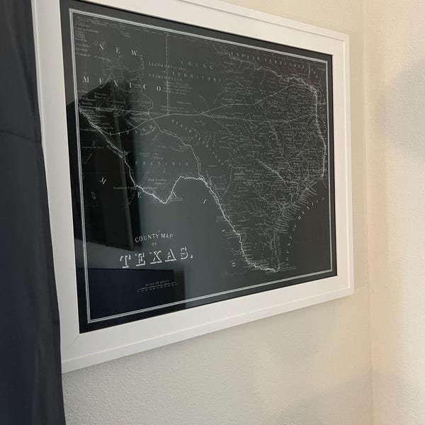 Large Vintage Map of Texas, Ready to Hang Canvas Gallery Wrap or Rolled ...