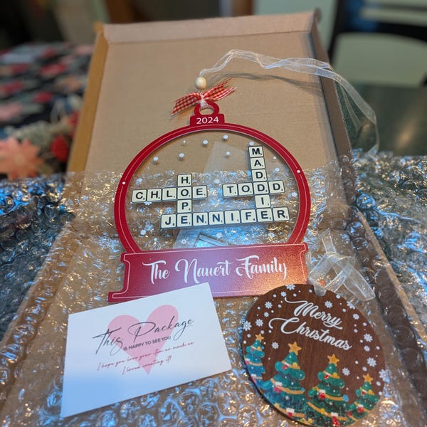 Family Crossword Christmas Ornament, Scrabble Personalized Christmas ...
