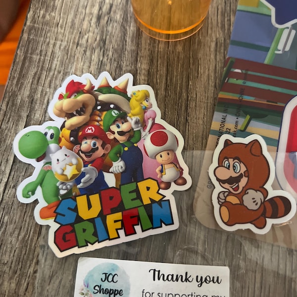 Personalized Name Super Mario Themed **WATERPROOF** Stickers. Great to ...