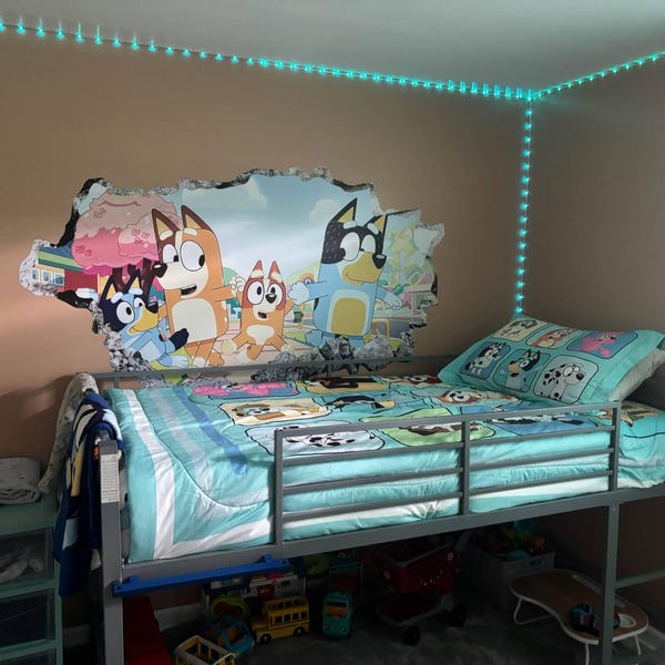3D Wall Break Decal With Energetic Cartoon Characters for Kids - Peel ...