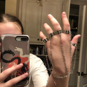 Handmade Five Finger Chain Rings Adjustable Chain Linked - Etsy