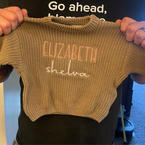 Personalized Embroidered Baby and Toddler Sweater, Embroidered ...