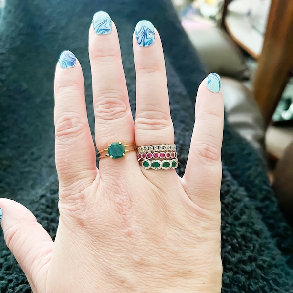Emerald Double Band Ring, Raw Emerald Double Band Ring, Gold Raw ...