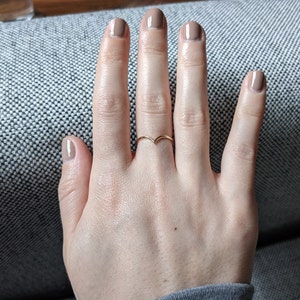 14K Gold Chevron Ring, Solid Gold Wedding Band, Stacking Ring, Wing ...