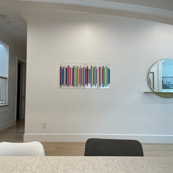 Wood Wall Art. Slats Wall Art in Happy and Bold Colors. 3D Art, Modern ...