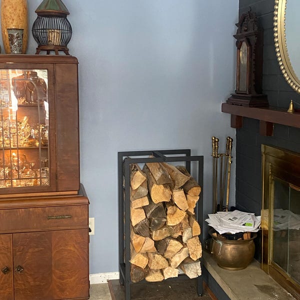 Metal Firewood Rack, Uniquely Designed Fireplace Decor, Log Storage ...