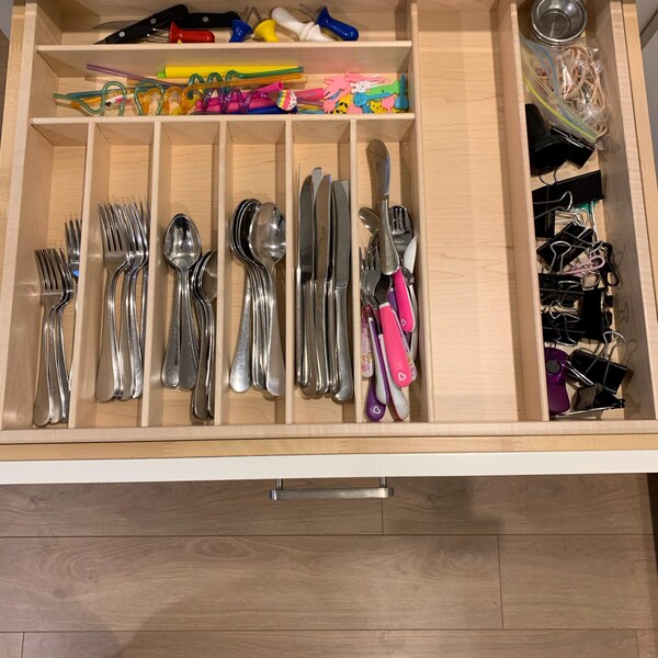 Custom Drawer Divider, Maple Silverware Organizer, 7 Spaces ...