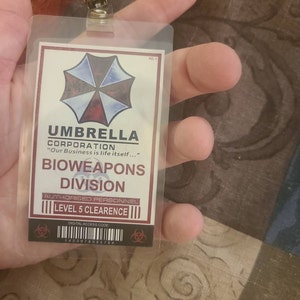 Resident Evil Umbrella Corporation Bioweapons Division ID Card Badge Cosplay Costume Name Tag ...