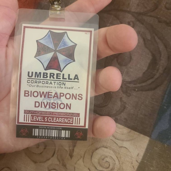 Resident Evil Umbrella Corporation Bioweapons Division ID Card Badge Cosplay Costume Name Tag ...