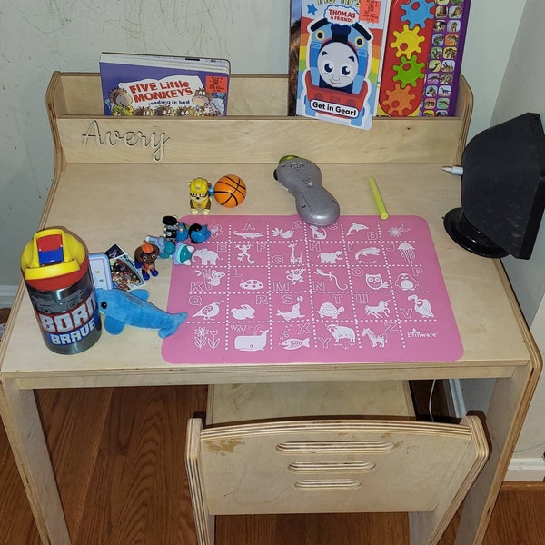 Preschool Learning Set: Table With Bookshelf and Chair, Activity Table ...