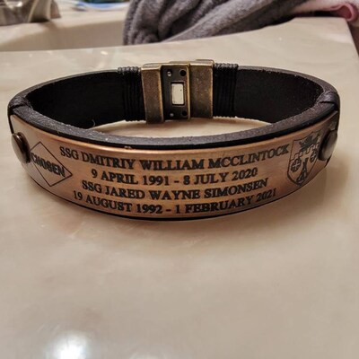 Custom Military Memorial Leather Bracelet, Army Remembrance KIA ...