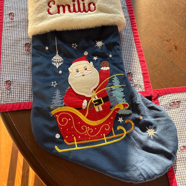Personalized Christmas Stockings, Custom Blue Velvet Stocking ...