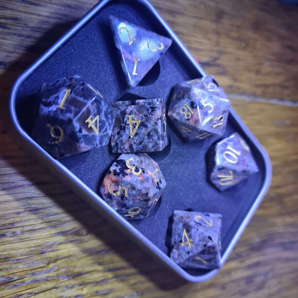 Full Set Yooperlite Gemstone Dice| Stone Dice Set |engraved Gemstone ...