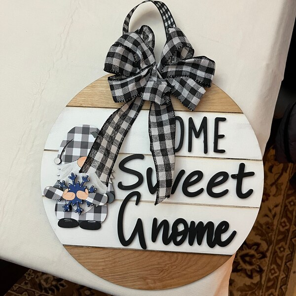 Gnome Welcome Sign, Welcome Decor, Home Sweet Gnome Sign, Changeable ...
