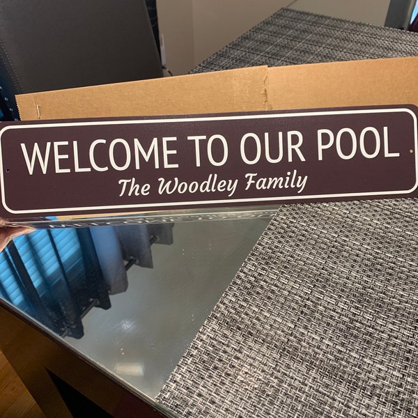Welcome Pool Sign, Personalized Pool Family Name Sign, Custom Swimming ...