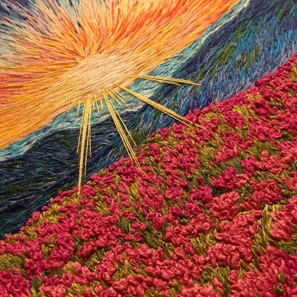 Thread Painting Inspired by Claude Monet. Hand Embroidery. Pastoral ...
