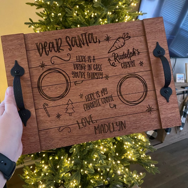 Personalized Santa Tray, Wooden Santa Tray, Cookies for Santa, Engraved ...