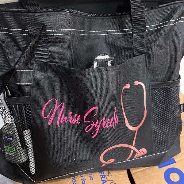 Custom Nursing Bag With Name and Stethoscope, Personalized Nurse Bag ...