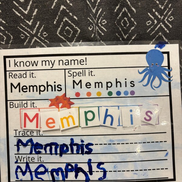 Dry Erase Name Mat, Montesorri Activity to Learn to Spell and Write ...