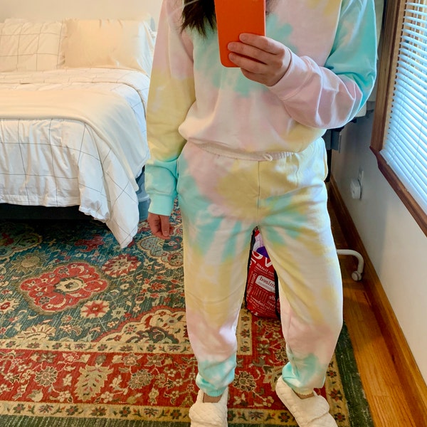 Rainbow Spiral Tie Dye Travel Lounge Set Tie Dye Set Tie Dye Sweatshirt
