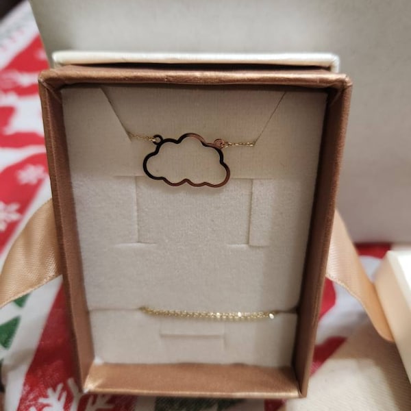 14K Solid Gold Cloud Necklace, Cloud Jewelry, Cloud Pendant, 16th Birthday Gift Girl, Dainty ...