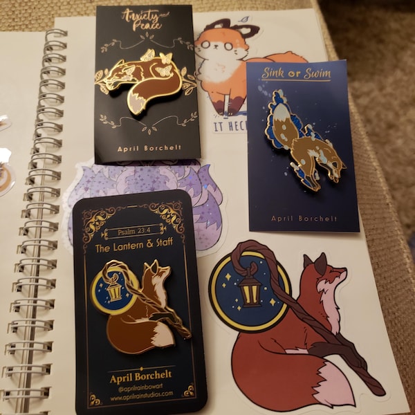 Standard Anxiety & Peace Fox Enamel Pin Accessory Emotional Support ...