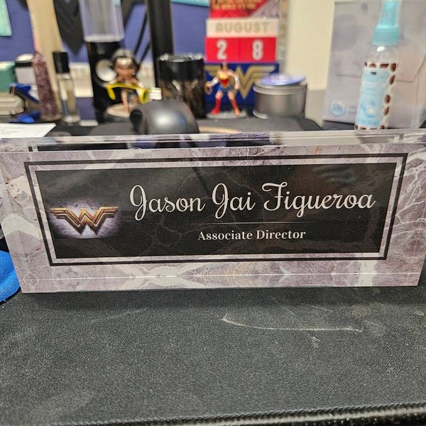 Personalized Logo Desk Name Plate Block 8x3" - Custom Logo Gift for ...