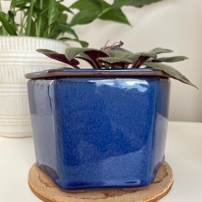 Self Watering Hexagon Shape Ceramic Pot, African Violet Pot, Succulent ...