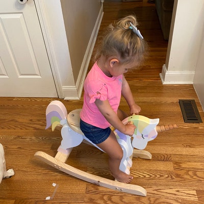 Pink Flamingo Rocker Wooden Rocking Horse for Toddler Rocker Ride on ...