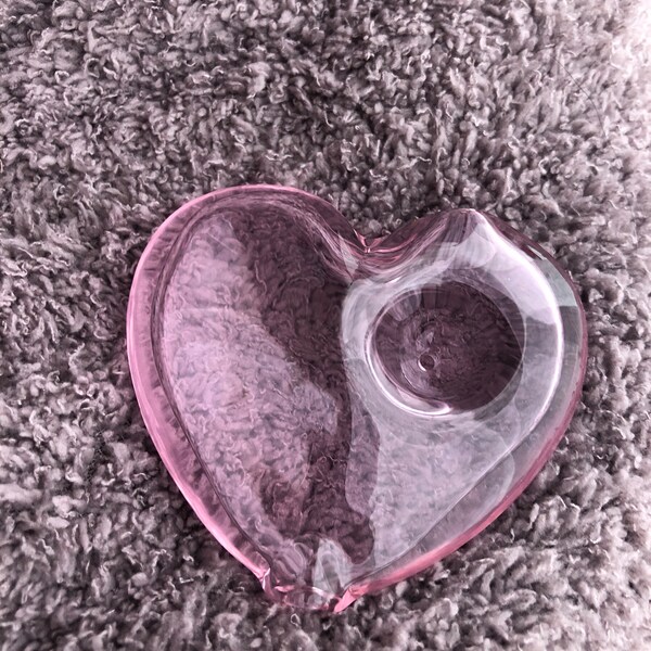 Glass Heart Pipe Girly Pipe Love Girls Gift Unique Pipe Hand Pipe Bowl ...