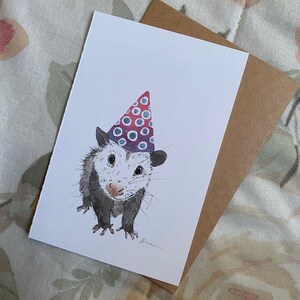 Birthday Party Opossum Possum Blank Greeting Card Note Card | Etsy