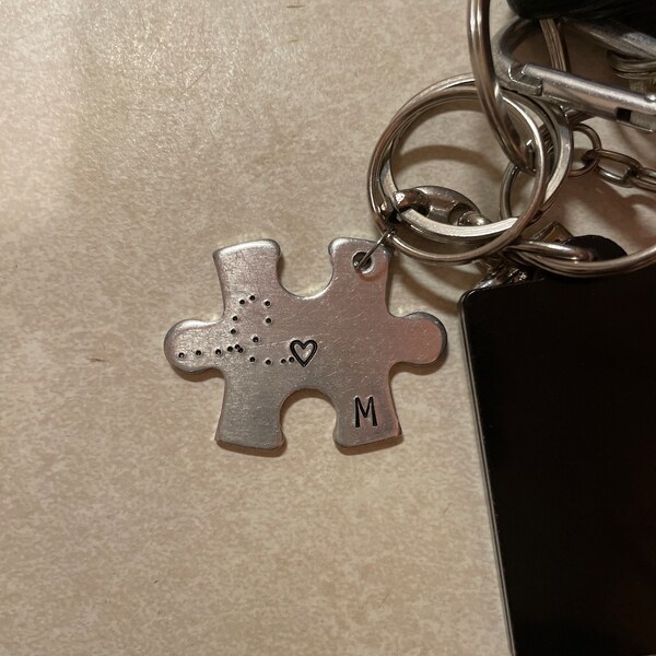 Puzzle Piece Keychains, Couple Keychains, Connected by Heart ...