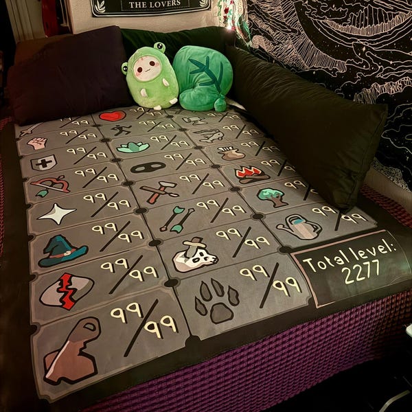 Custom Osrs Sherpa Fleece Blanket, Oldschool Runescape Max Skills Soft ...