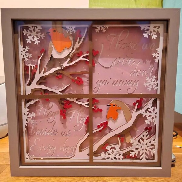Robins Outside Window Shadow Box SVG / Memorial Shadow Box/ Robins on ...