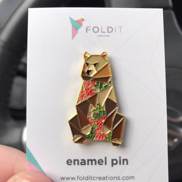 Origami Brown Bear Enamel Pin,bear Enamel Pin,bear Pins,bear Gifts ...