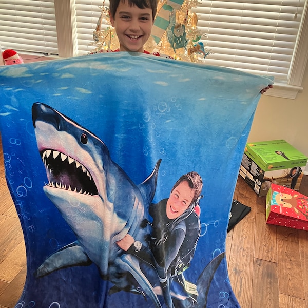 Personalized Shark Custom Velveteen Plush Blanket, Custom Shark Gift ...
