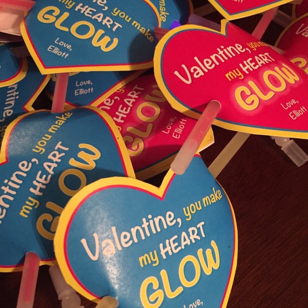 Glow Stick Valentines, Heart Glow Stick Cover, Editable Glowing ...