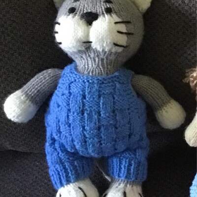 Cat Knitting Pattern DIY Stuffed Animalcat in Overall Gift - Etsy