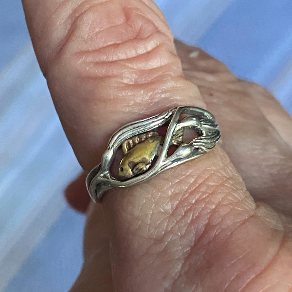 Fish in Kelp Ring ~ Sterling Silver and Bronze ~ Size 4 to 9 3/4 - Etsy