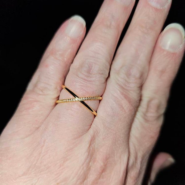 Pave X Ring by Caitlynminimalist • Criss Cross Diamond Ring • Eternity ...